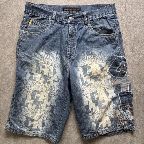 FUBU | Shorts | Fubu Jean Shorts 38 Y2k Patch Graffiti 3 Retro 9s Y2k ...